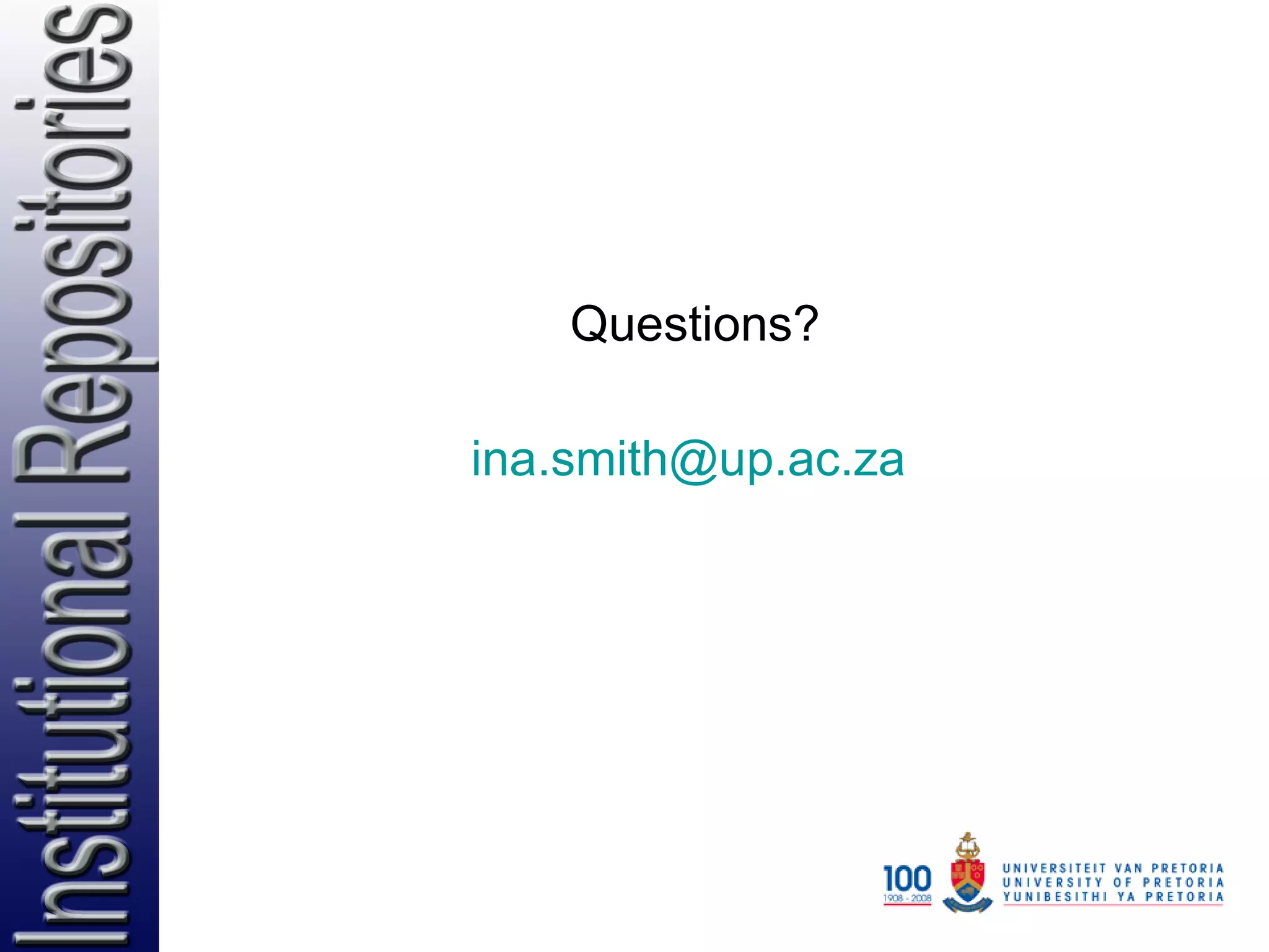 Institutional Repositories Uni Of Pretoria | PPT