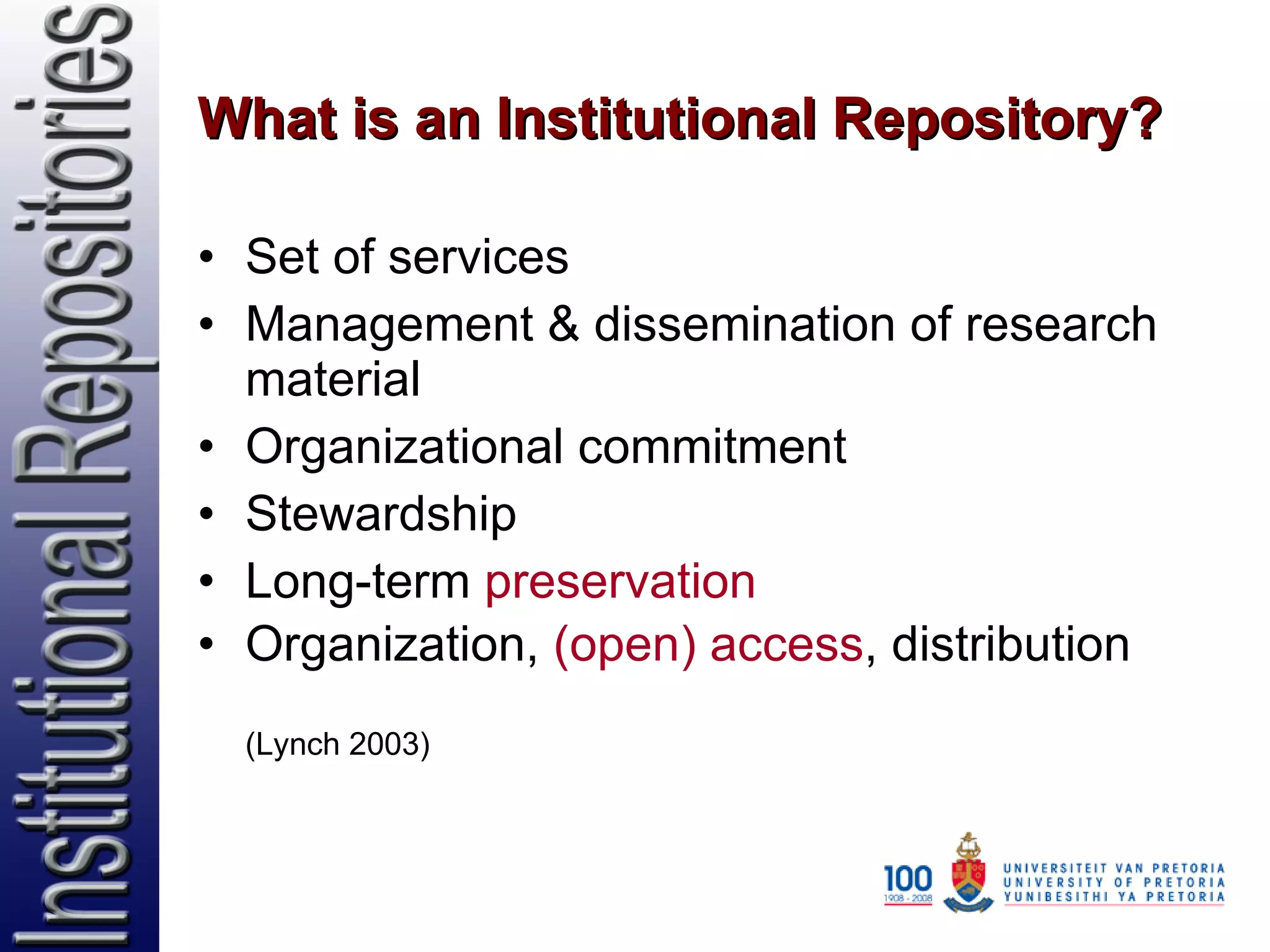 Institutional Repositories Uni Of Pretoria | PPT