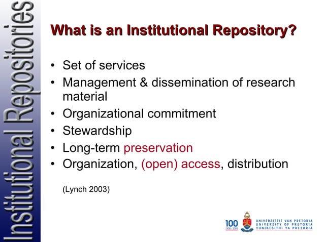 Institutional Repositories Uni Of Pretoria | PPT