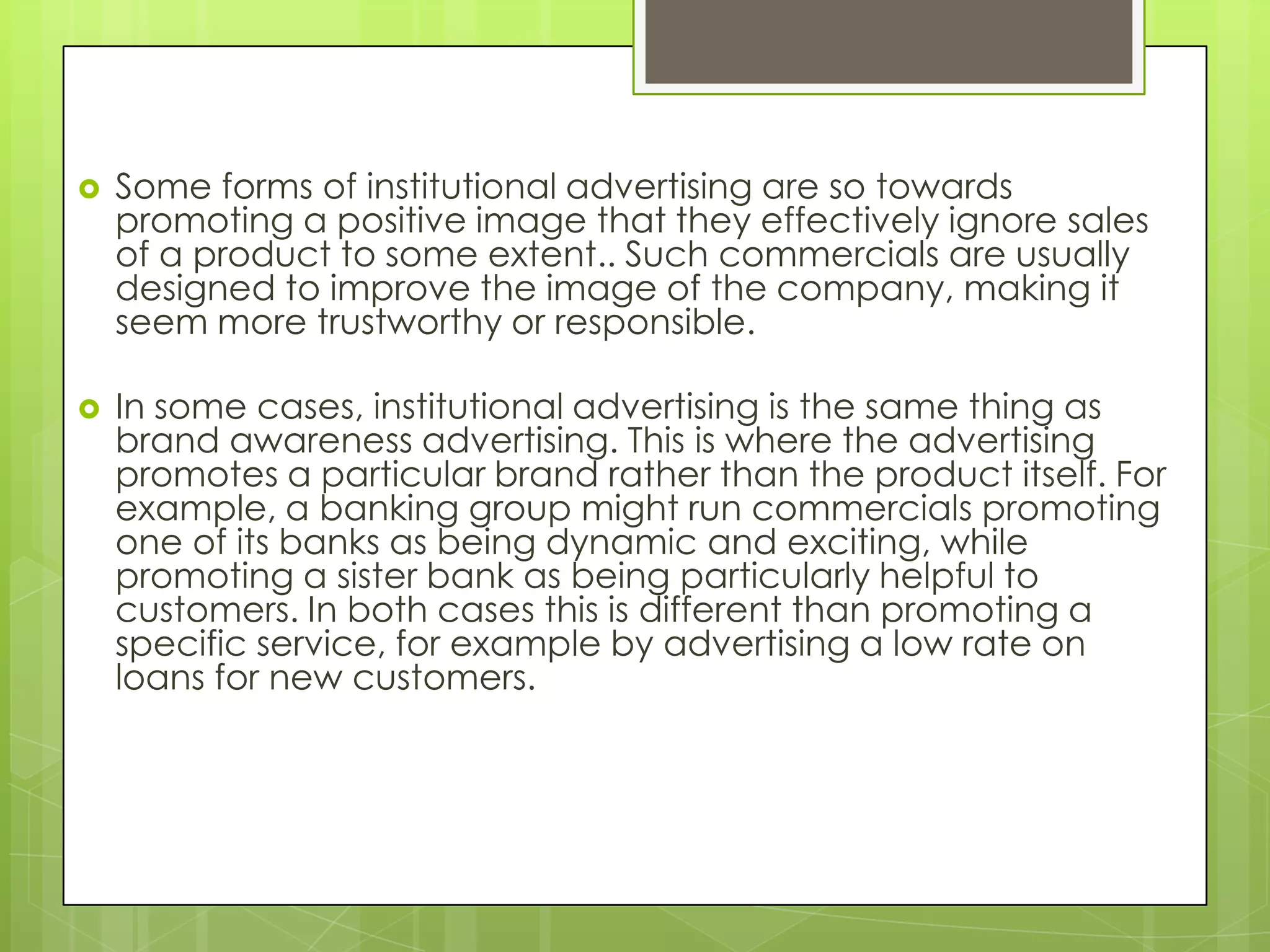Institutional advertising | PPTX