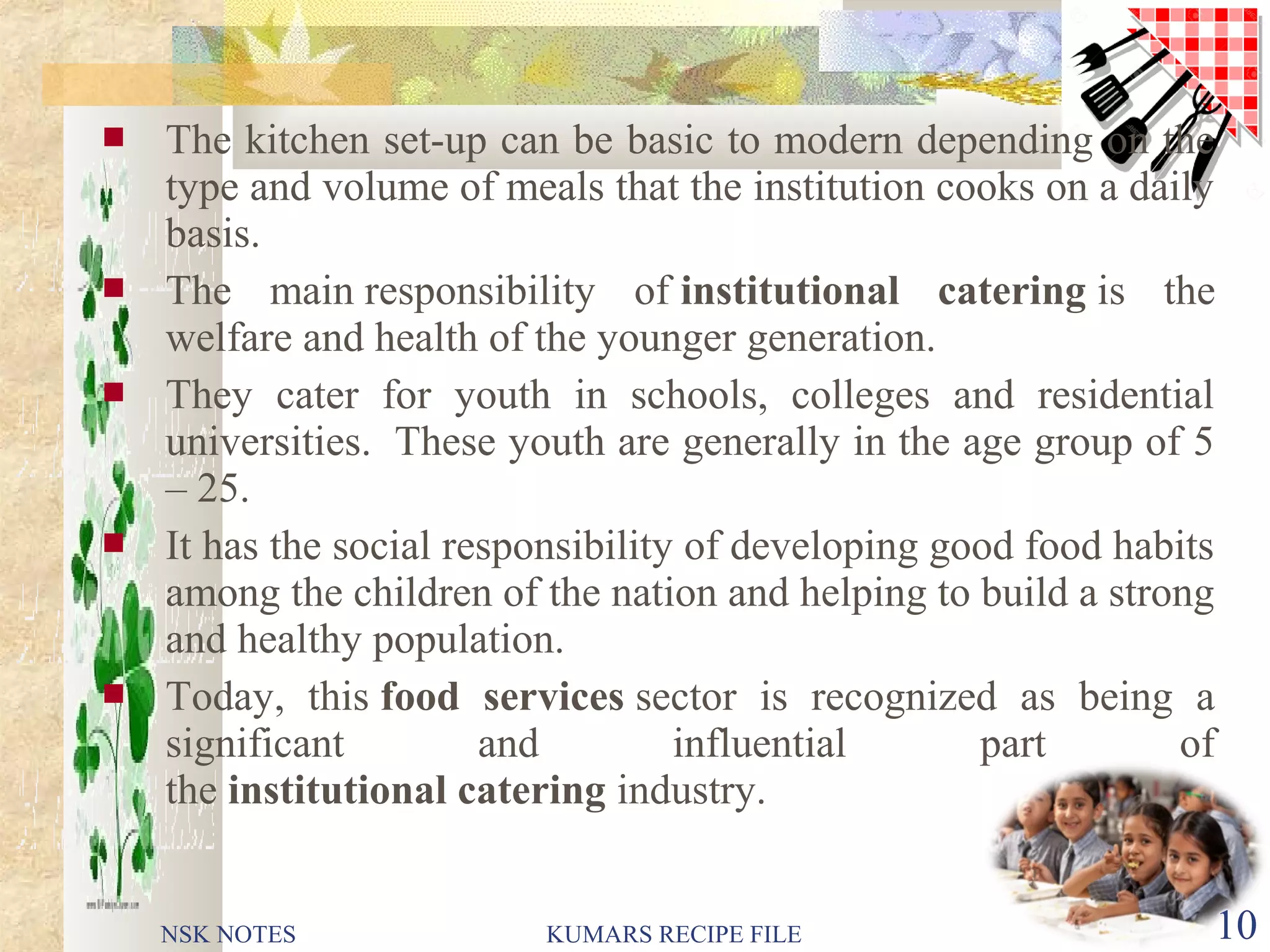 Institutional catering | PPT