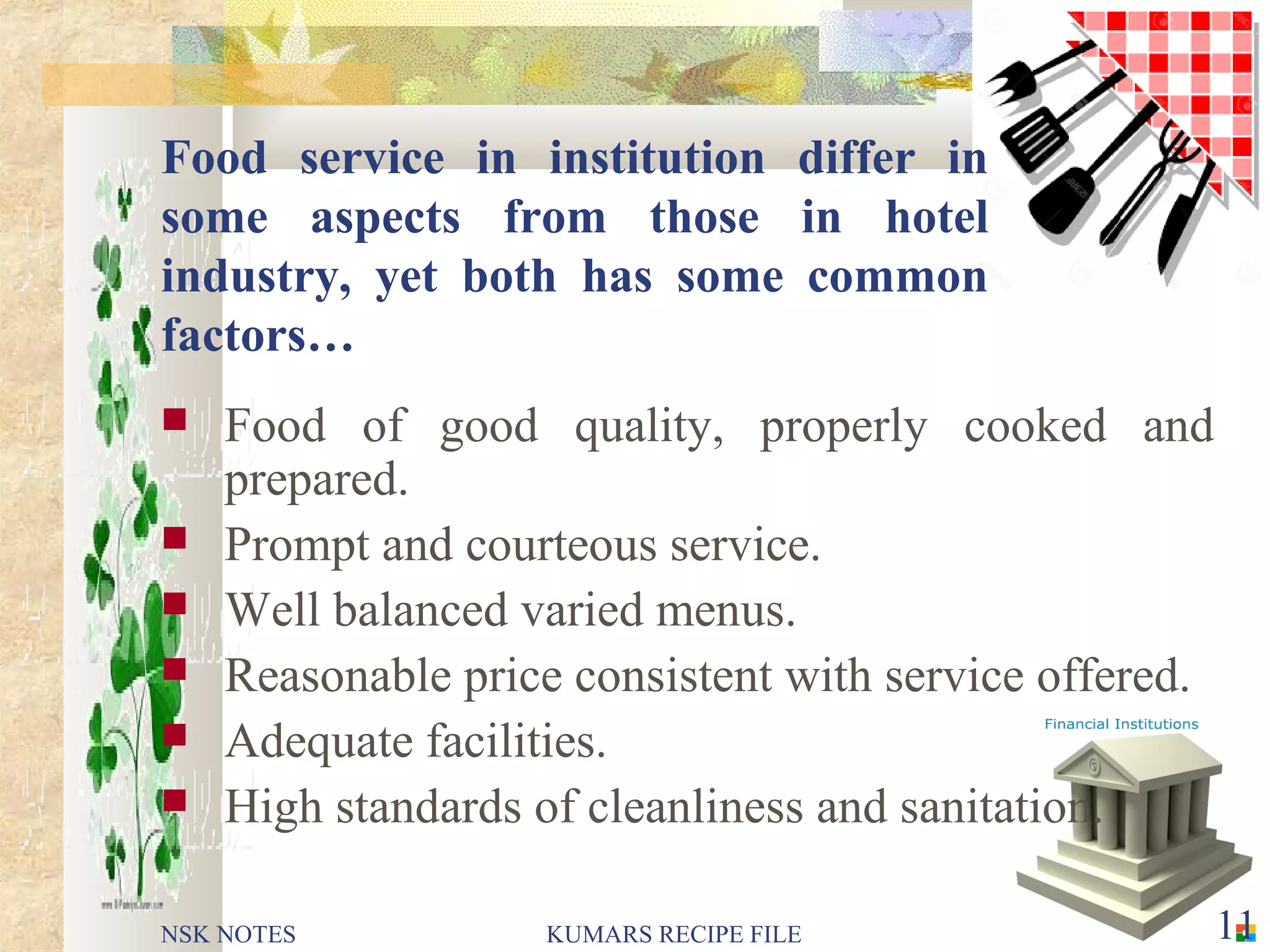 Institutional catering | PPT