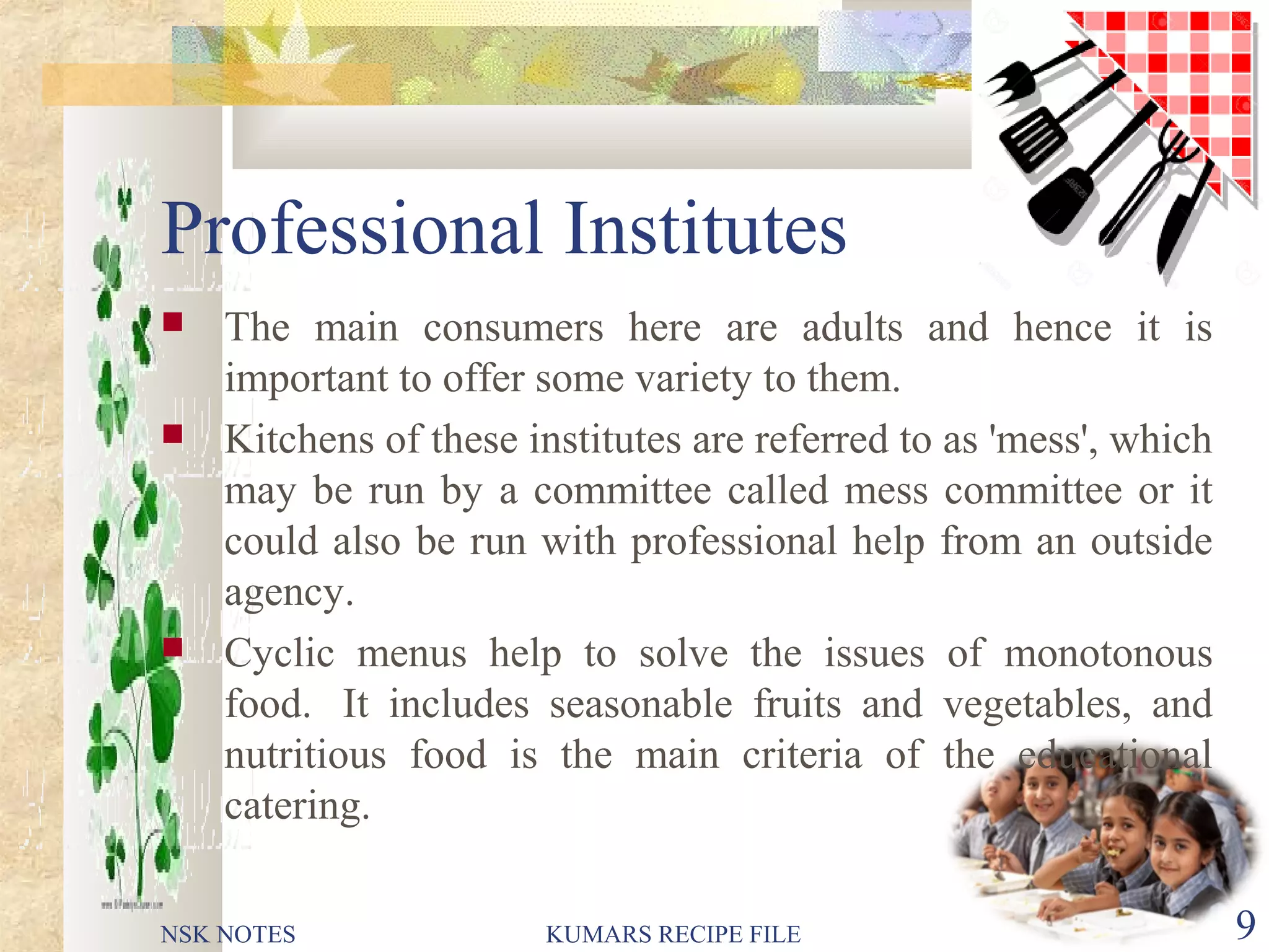 Institutional catering | PPT