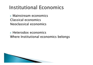 Institutional Economics | PPT
