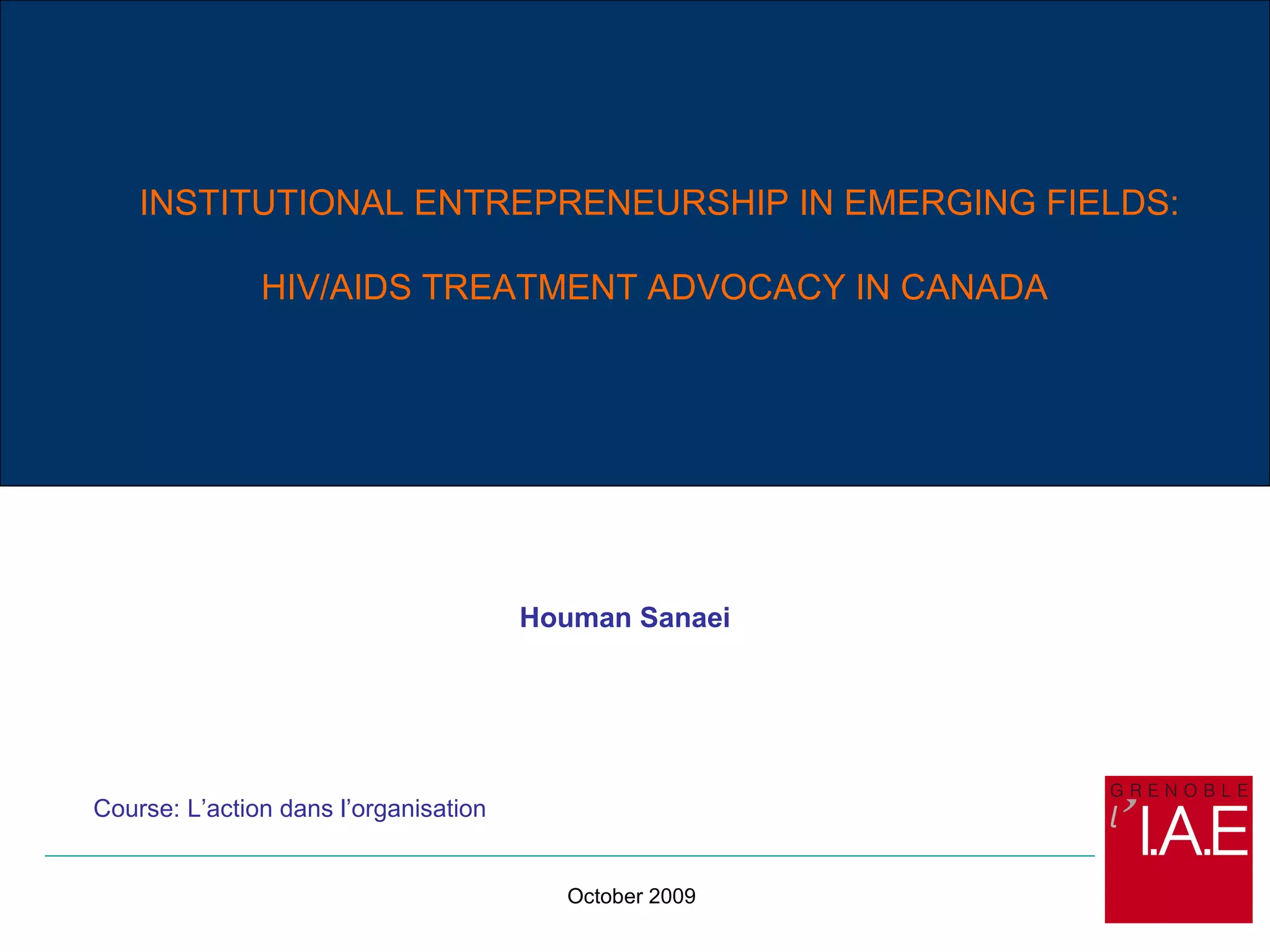 Institutional Entrp. in Emerging fields | PPT