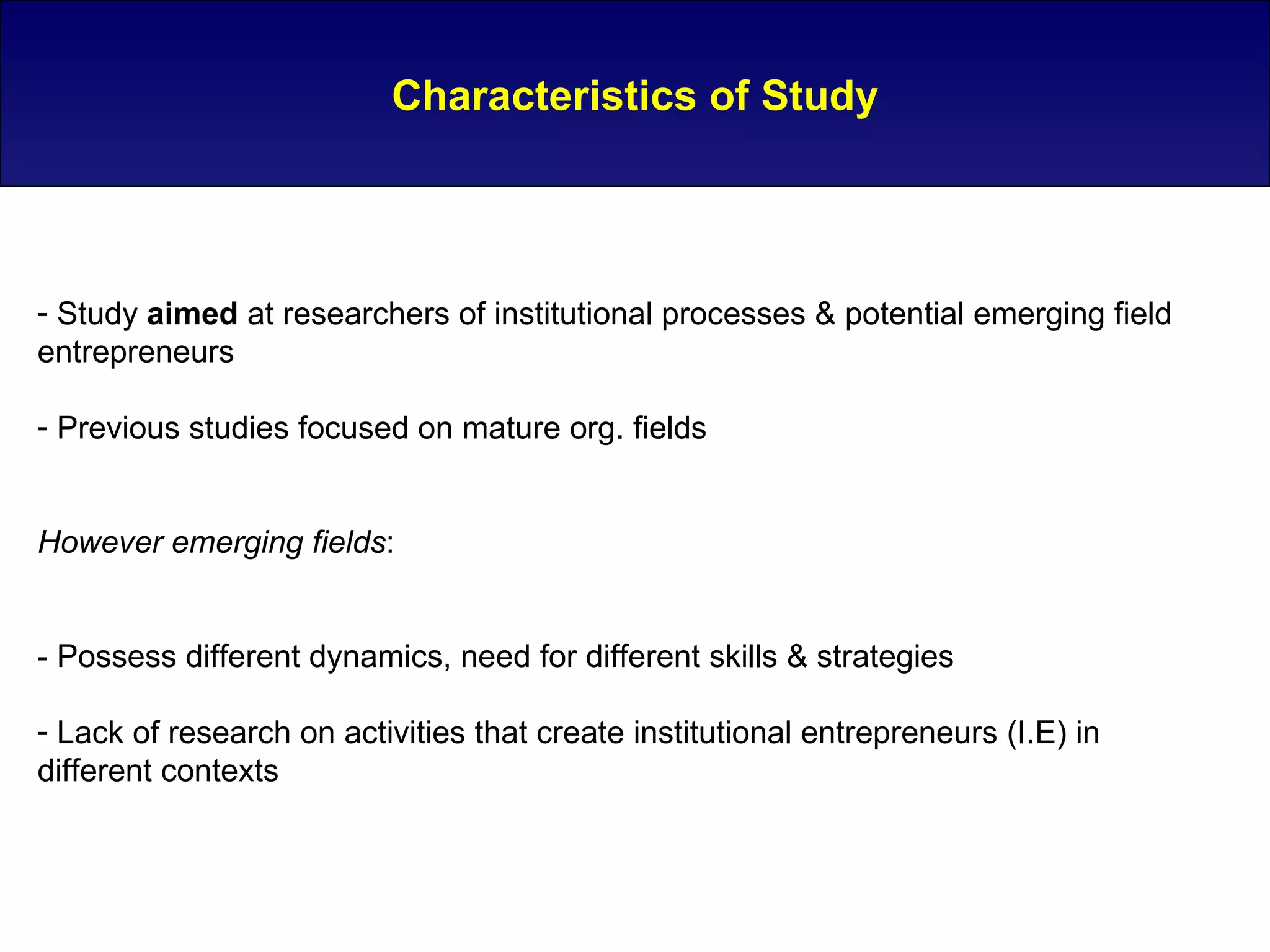 Institutional Entrp. in Emerging fields | PPT