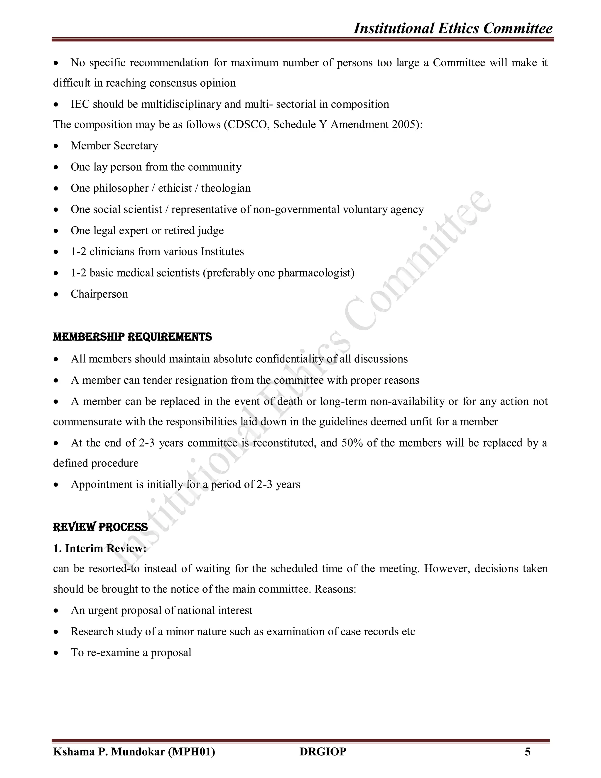 Institutional Ethics Committee Presentation | PDF