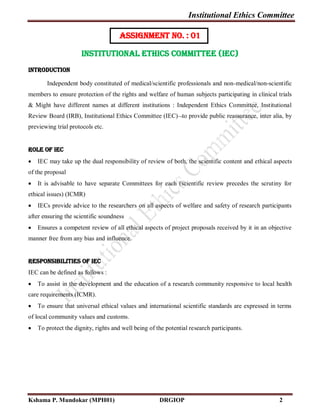 Institutional Ethics Committee Presentation | PDF