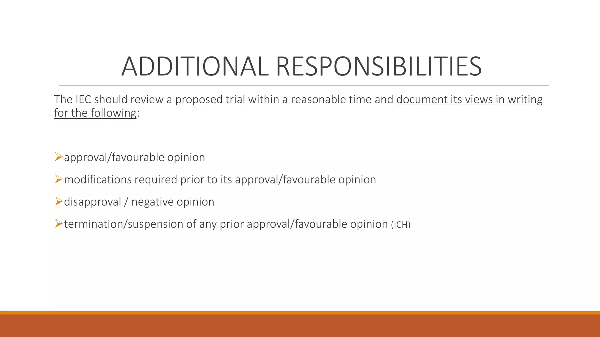 Institutional ethics committee : Roles and Responsibilities | PPTX