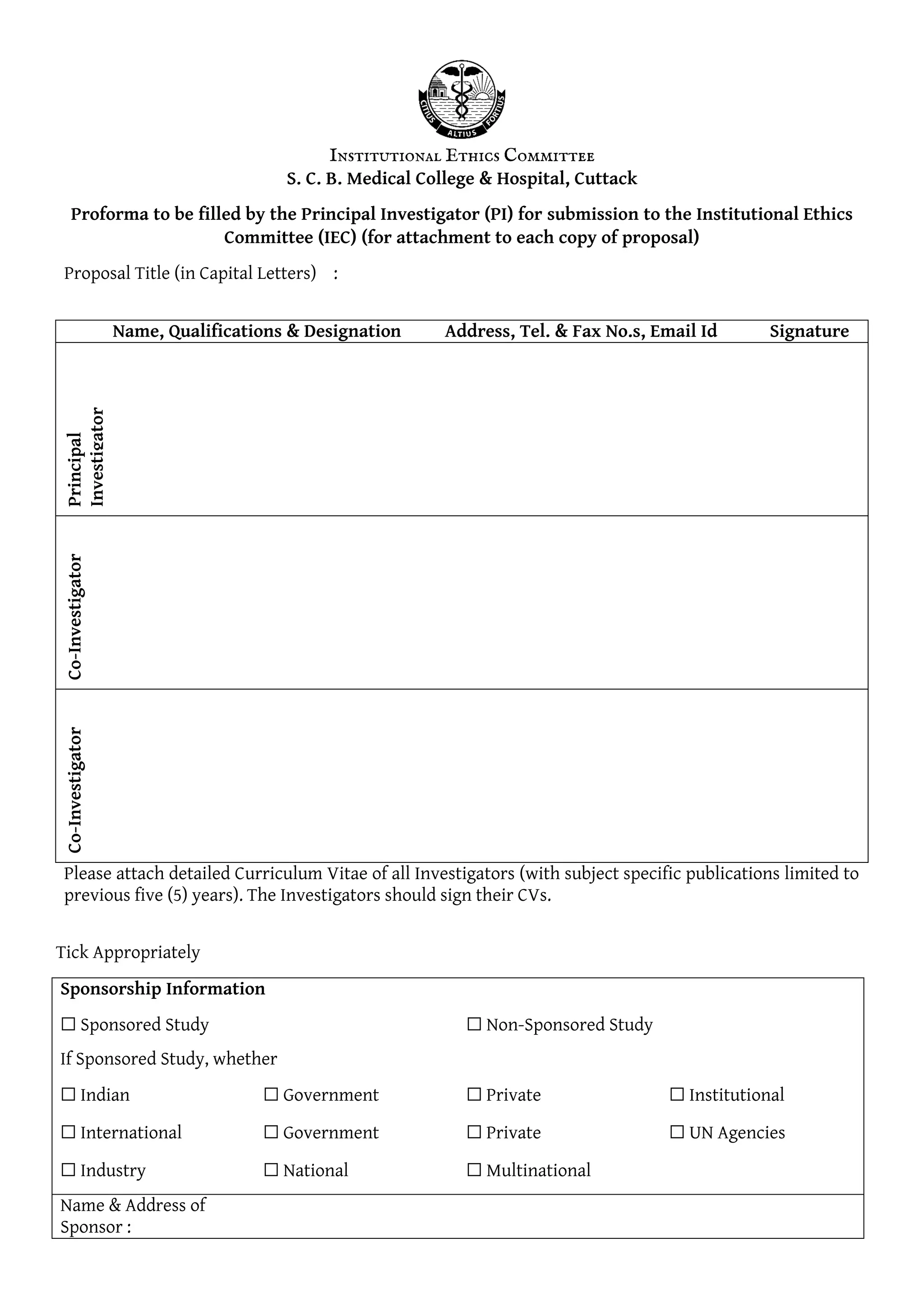 Institutional ethics committee form for ay 2018 onwards | PDF