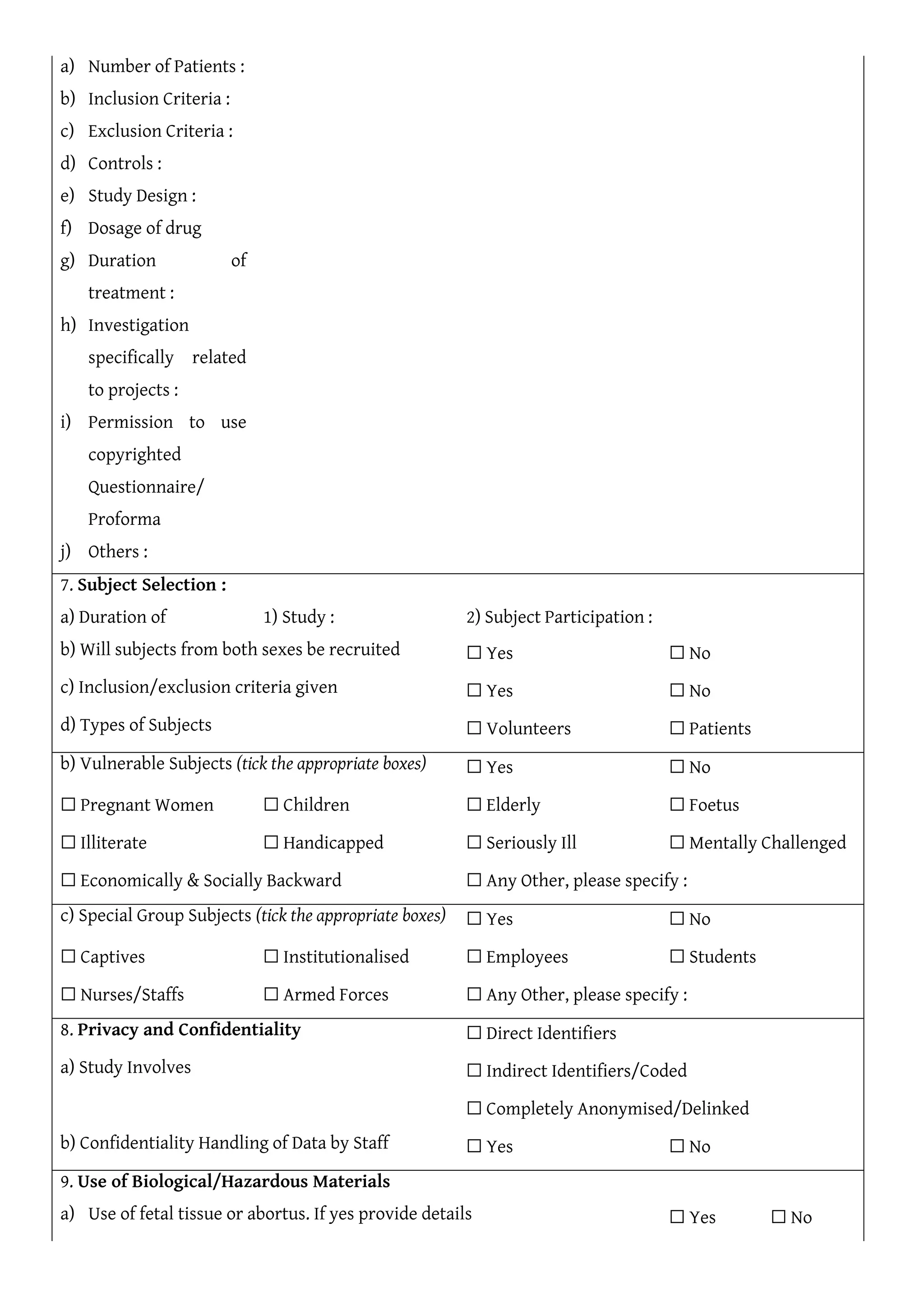 Institutional ethics committee form for ay 2018 onwards | PDF