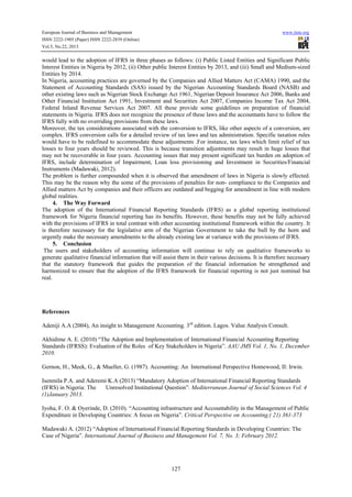 Institutional framework for accounting policy and reporting in nigeria the unresolved issue ...