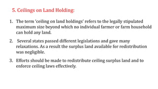 The Institutional framework,Pattern of Asset ownership in agriculture ...