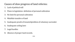 The Institutional framework,Pattern of Asset ownership in agriculture ...