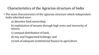 The Institutional framework,Pattern of Asset ownership in agriculture ...
