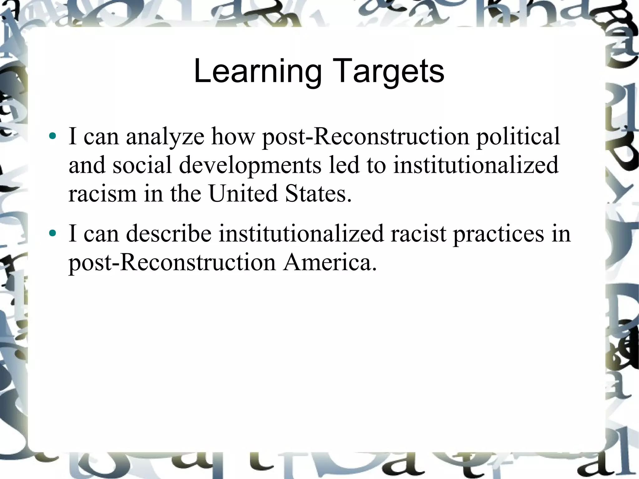Institutionalized racism | ODP