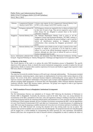 Institutional mechanism of national identification card bangladesh experience | PDF