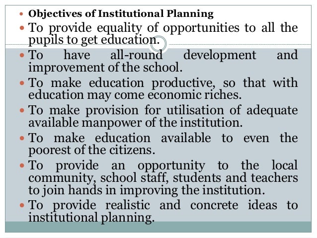Institutional planning Institutional planning