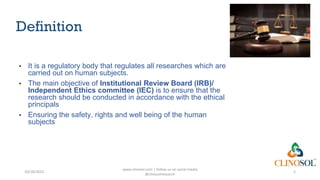An overview of Institutional Review Board or Independent Ethics ...
