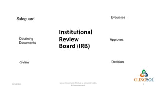 An overview of Institutional Review Board or Independent Ethics Committee | PPTX