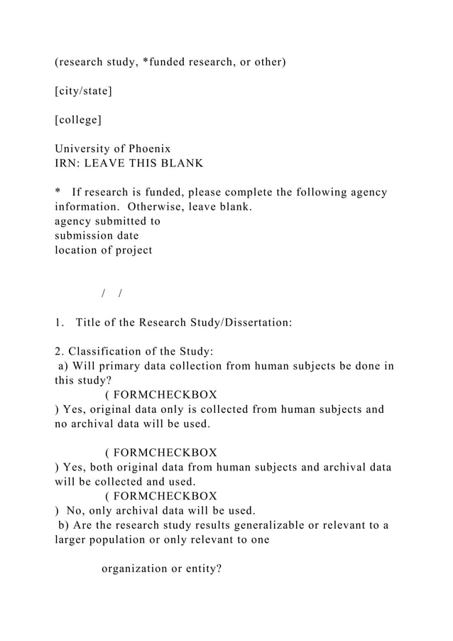 Institutional Review Board Application .docx | Medical Health