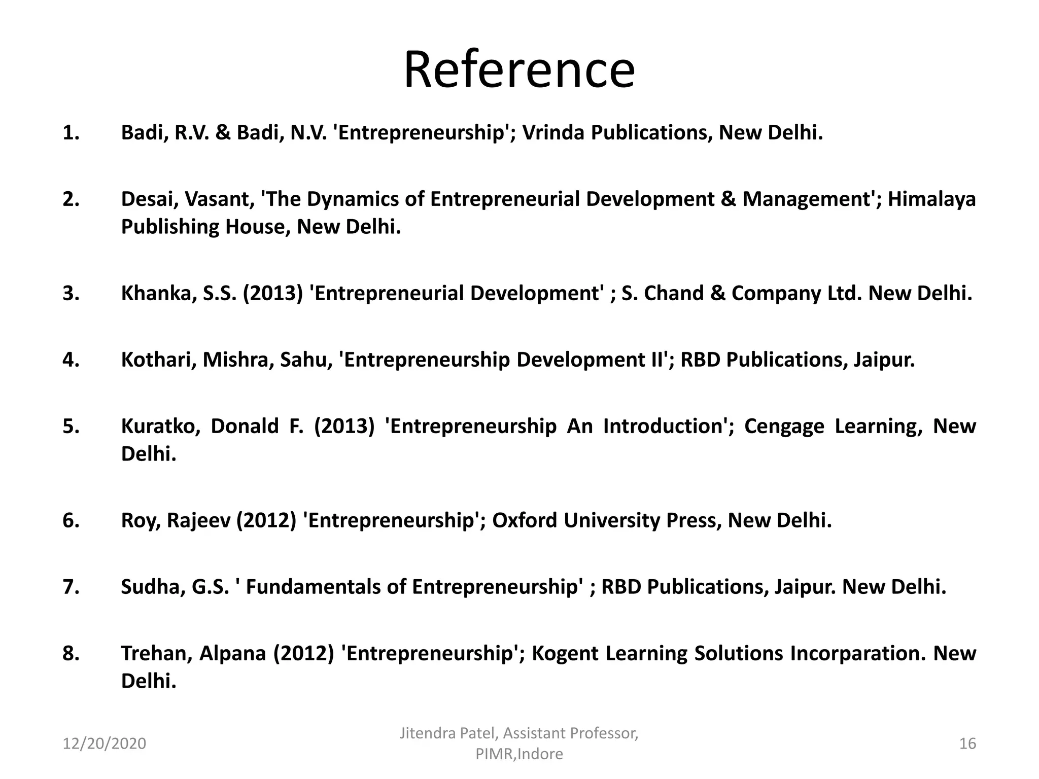 Institutional support to entrepreneurship | PPTX