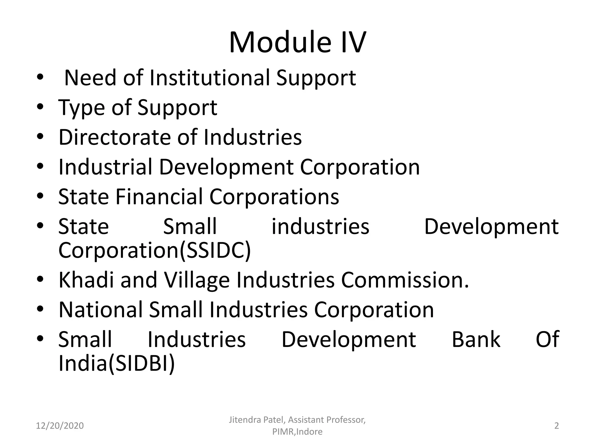 Institutional support to entrepreneurship | PPTX