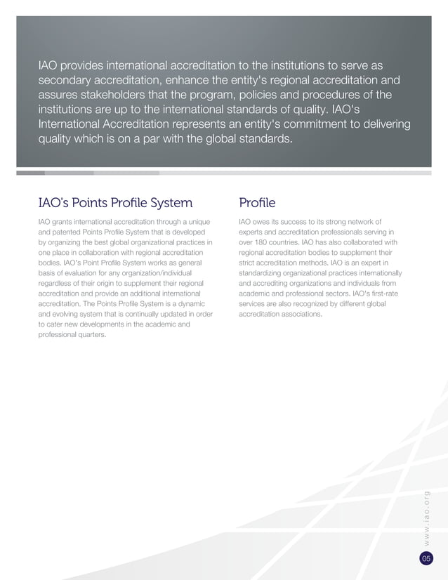 IAO Accreditations for Institutions. | PDF