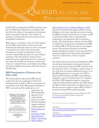 Quorum Review Institution Bulletin v3, iss1 | PDF