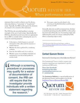 Quorum Review Institution Bulletin v3, iss1 | PDF