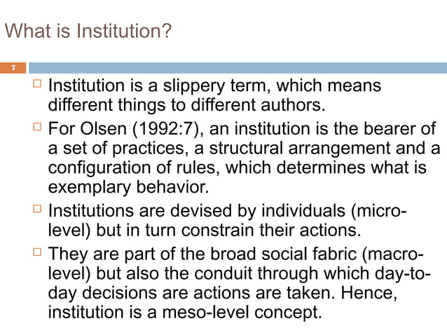Institutions and institutional theory | PPT