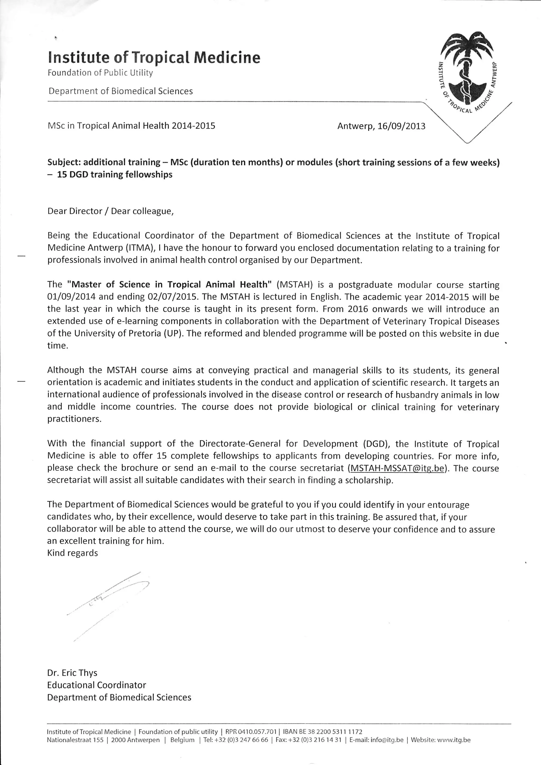 Short training Institute of Tropical Medicine ANTWERP | PDF
