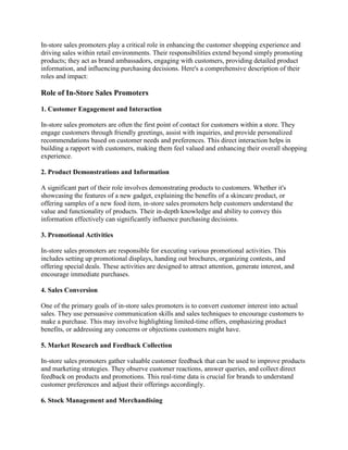 In Store Sales Promoters | In Store Sales Promoters in chennai | PDF