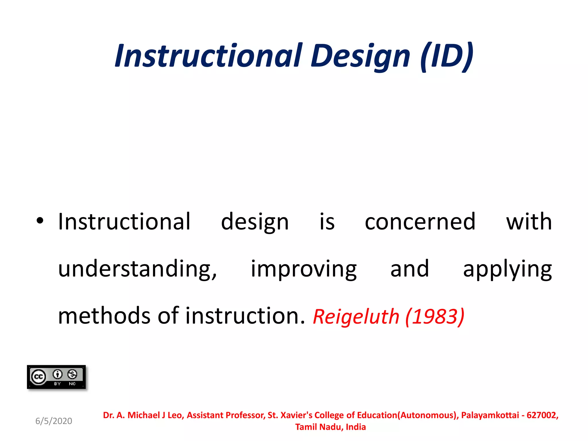 System Approach to Instructional Design, Models of Instructional Design ...