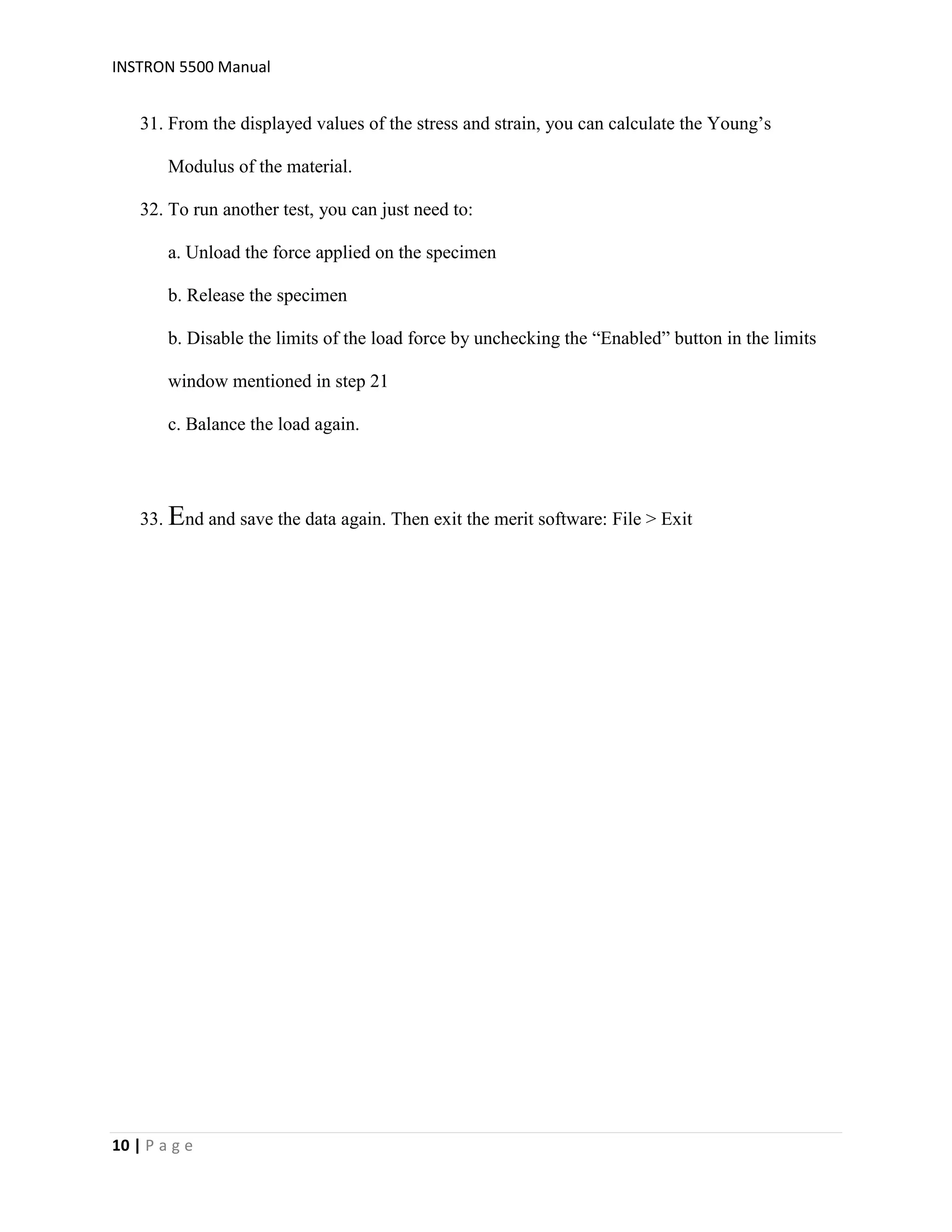 Instron 5500 Test Manual | PDF