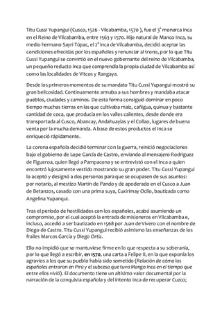 Instrucción Inca Titu Cussi Yupangui | PDF