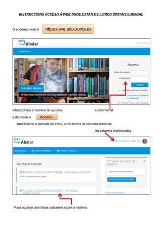 Instruccións acceso á web onde están os libros dixitais e | PDF