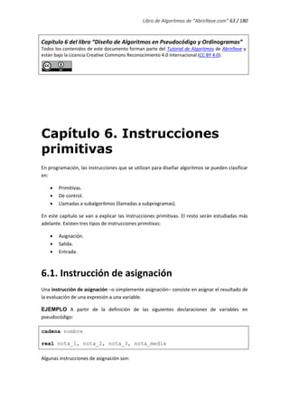 Instrucciones primitivas en pseudocódigo | PDF | Programming Languages | Computing