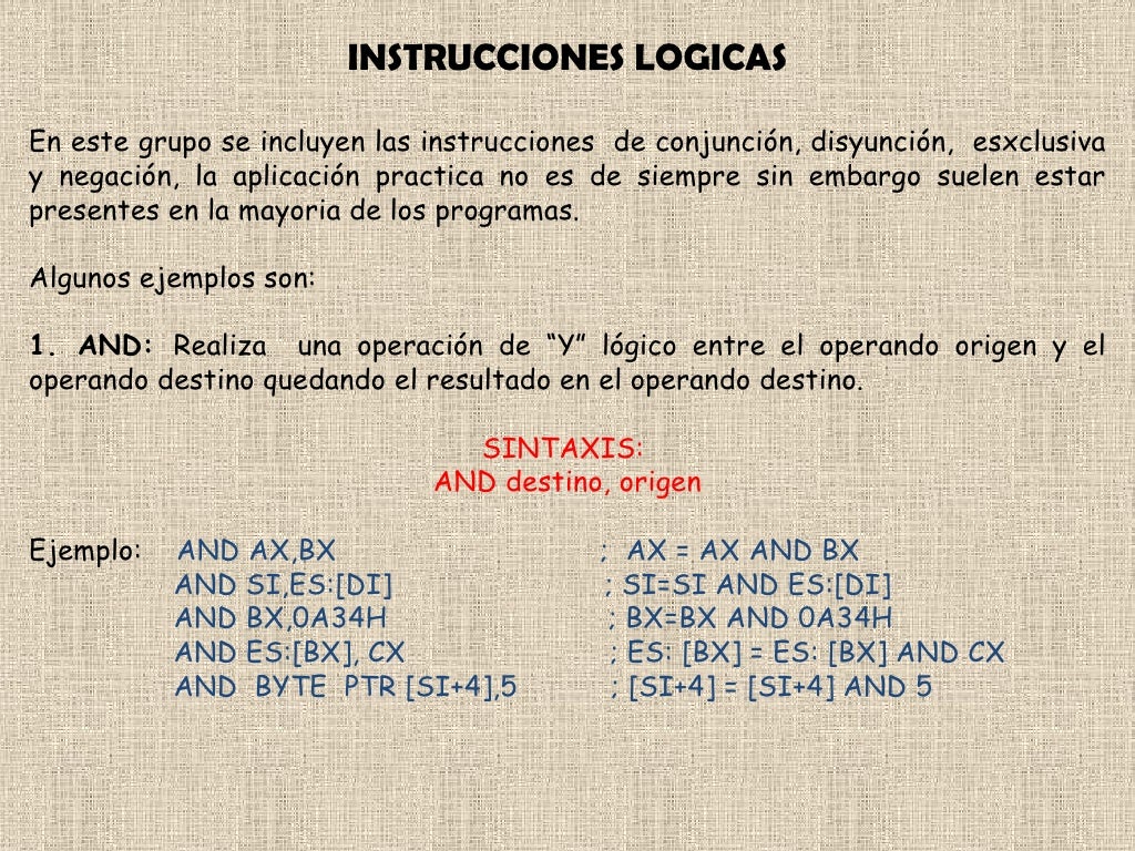 Instrucciones Lenguaje Assembler