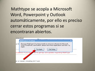 Instrucciones para descargar e instalar mathtype | PPTX