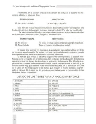 Instrucciones (tecal). Teste para la comprensión auditiva del lenguaje ...