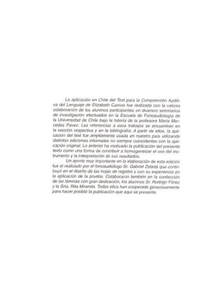 Instrucciones (tecal). Teste para la comprensión auditiva del lenguaje ...