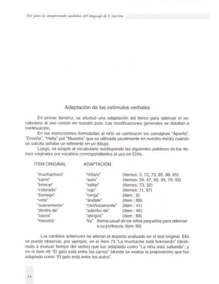 Instrucciones (tecal). Teste para la comprensión auditiva del lenguaje ...