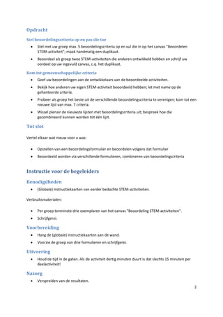 Instructiekaart "Groepswerk: Beoordeel STEM-activiteiten"; Pieter van ...