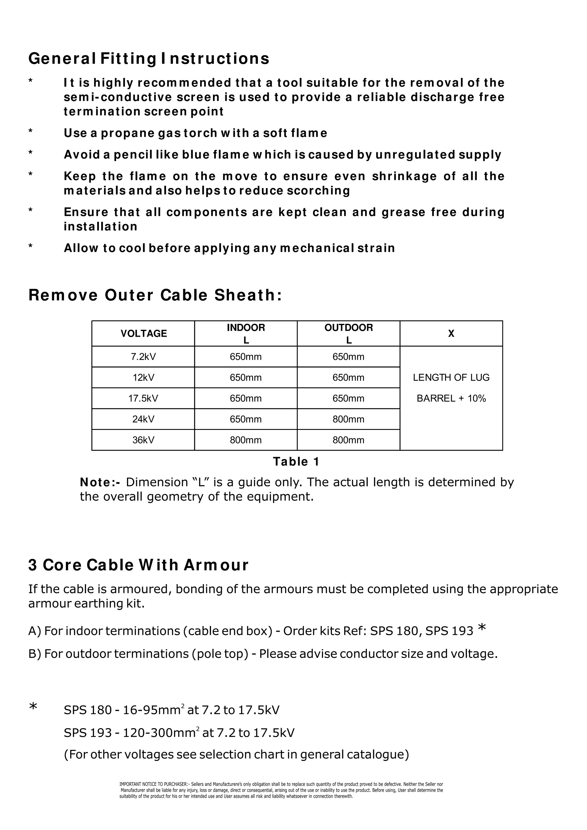 Instruction- 3 Core Polymeric (XLPE EPR) 6.6kV-7.2kV Heat Shrink Cable ...