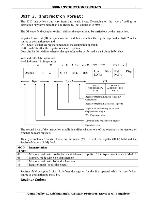 Instruction formats-in-8086 | PDF | Programming Languages | Computing