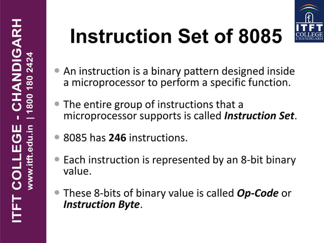 itft-Instruction set-of-8085 | PPT