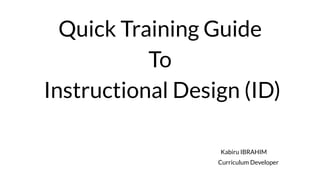Instructional Design (ID) Training Guide | PDF