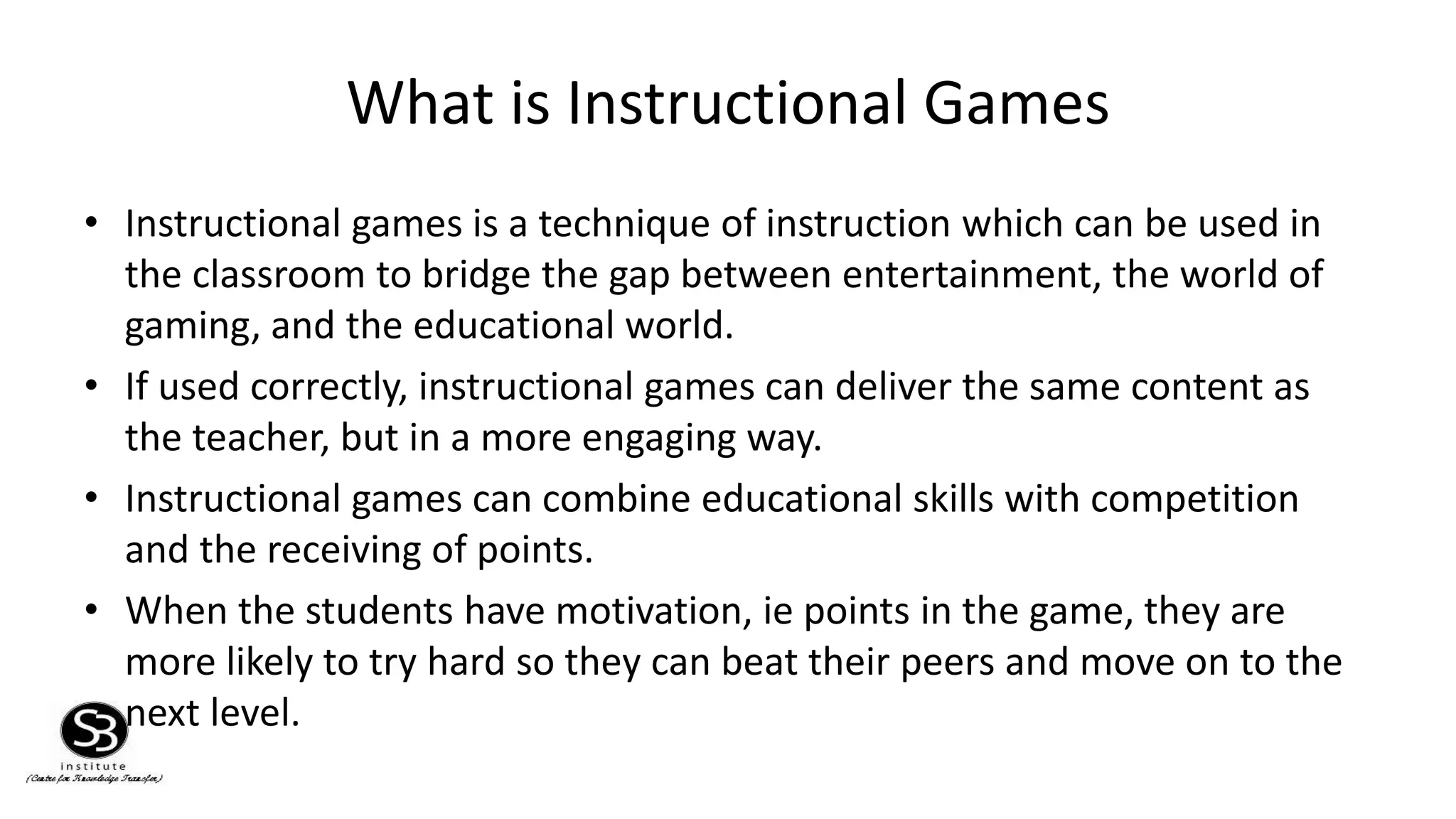 Introduction to Instructional games | PPTX