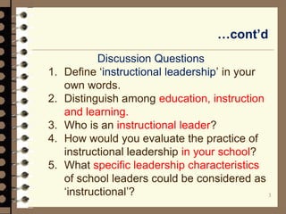 Instructional Leadership (1).ppt based on school leadership | PPT